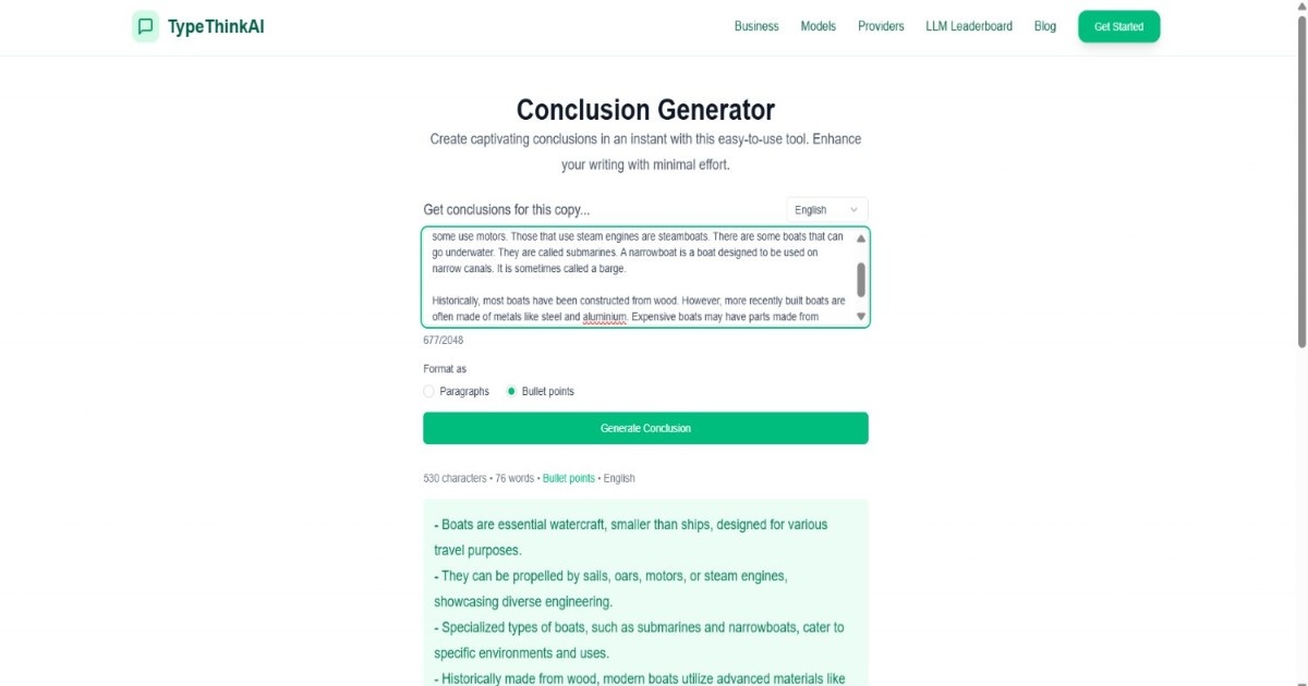 Free AI Conclusion Generator - Create Perfect Endings | TypeThink AI