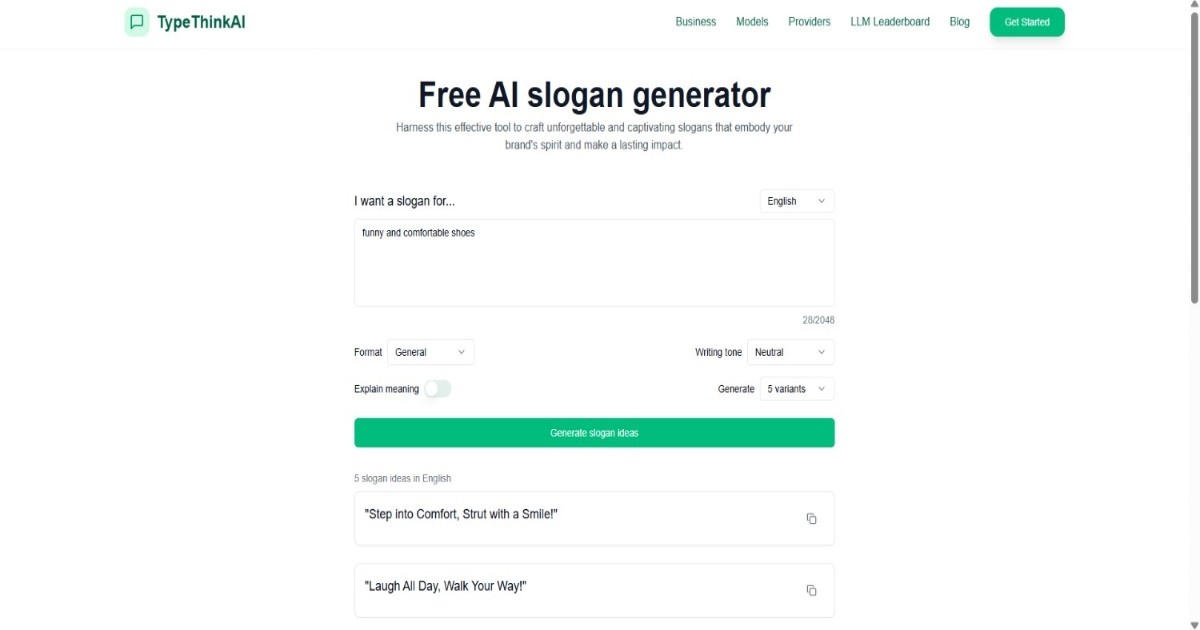 Free AI Slogan Generator - Create Catchy Brand Slogans | TypeThinkAI